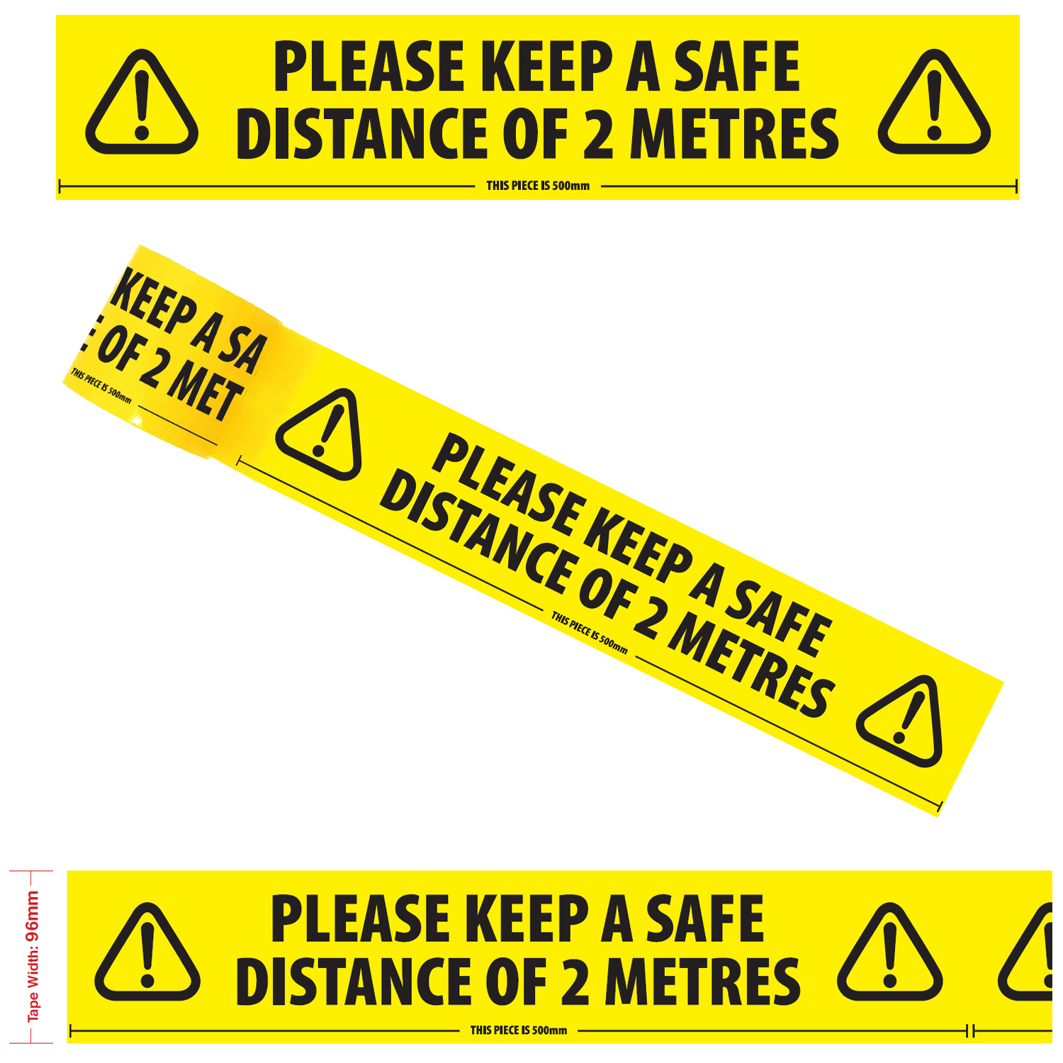 Please Keep a Safe Distance of 2 Metres - Social Distancing Tape (2 ...