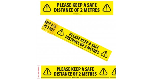 Please Keep a Safe Distance of 2 Metres - Social Distancing Tape (2 ...