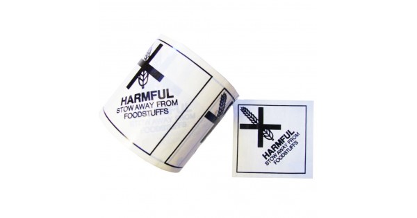 Harmful - Stow Away From Foodstuffs - Premium Hazard Labels