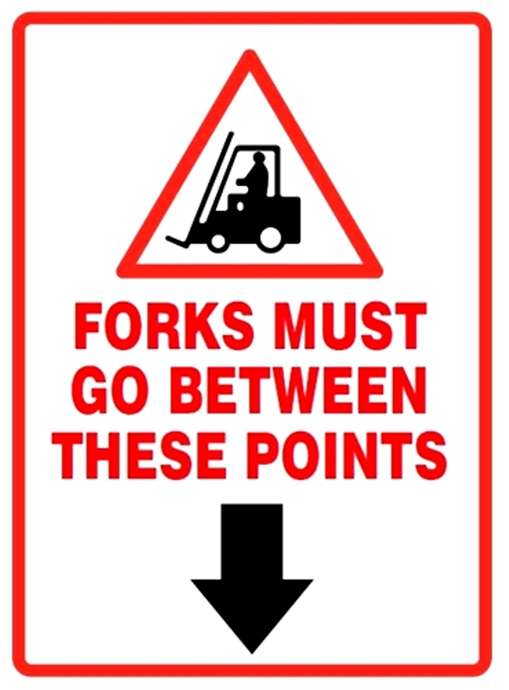 FORKS MUST GO BETWEEN THESE POINTS - Parcel Labels