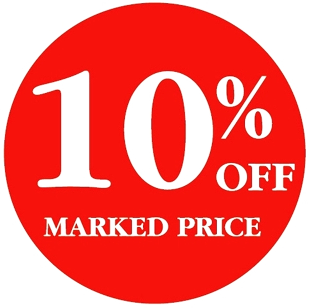 10% OFF MARKED PRICE - Retail Promotion Labels
