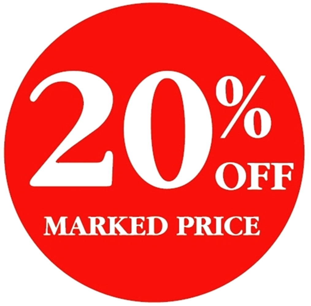 20% OFF MARKED PRICE - Retail Promotion Labels