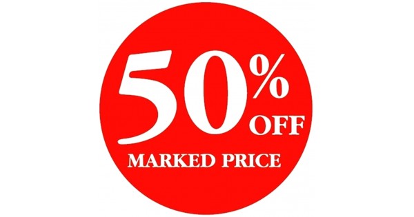 50% OFF MARKED PRICE - Retail Promotion Labels