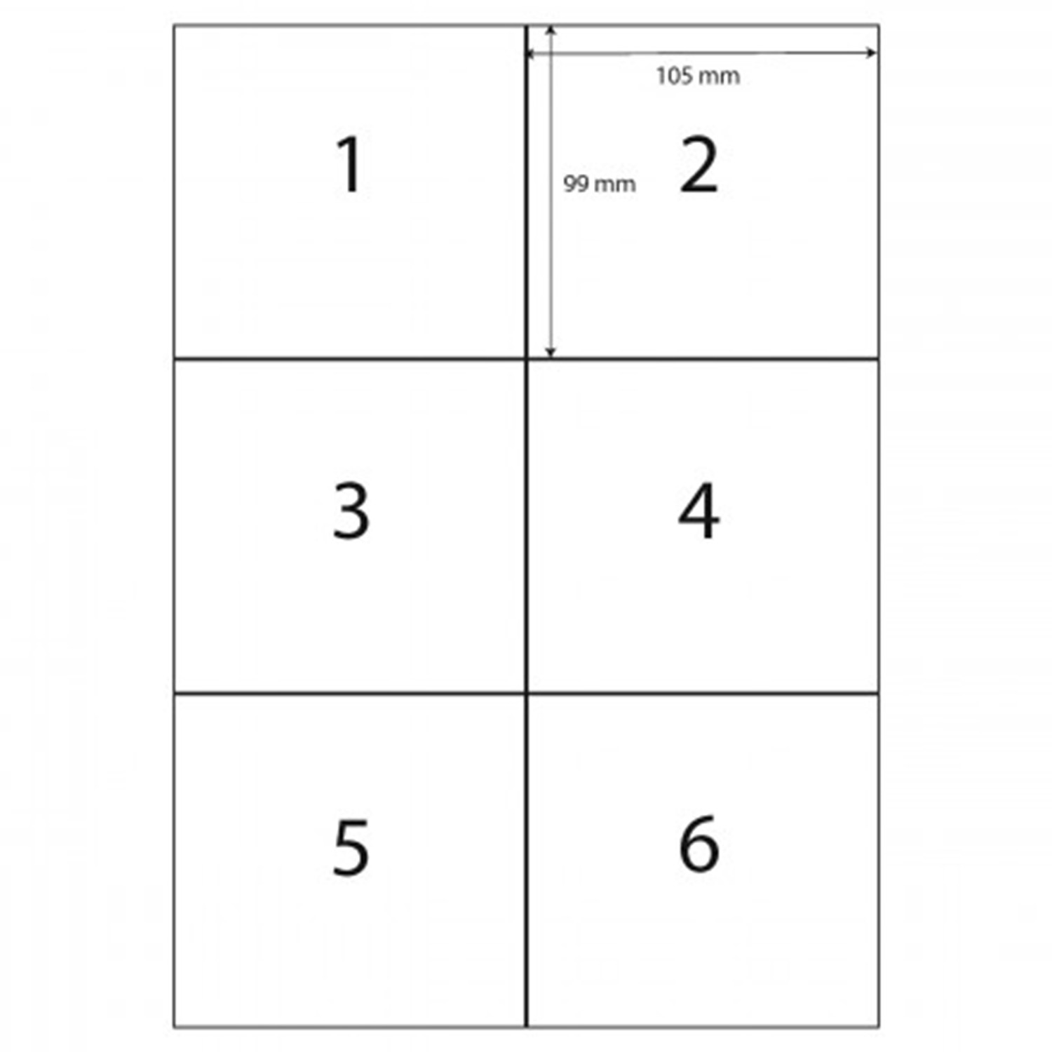 105 X 99mm 6 Sheet A4 Sheet Labels