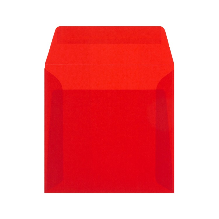 160x160mm Red Transparent Peel and Seal Envelopes - Qty 10