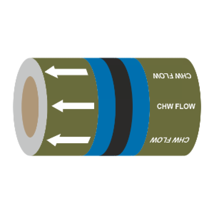 Chilled Water Flow (Arrows) - 275mm Banded Pipe Identification (ID ...