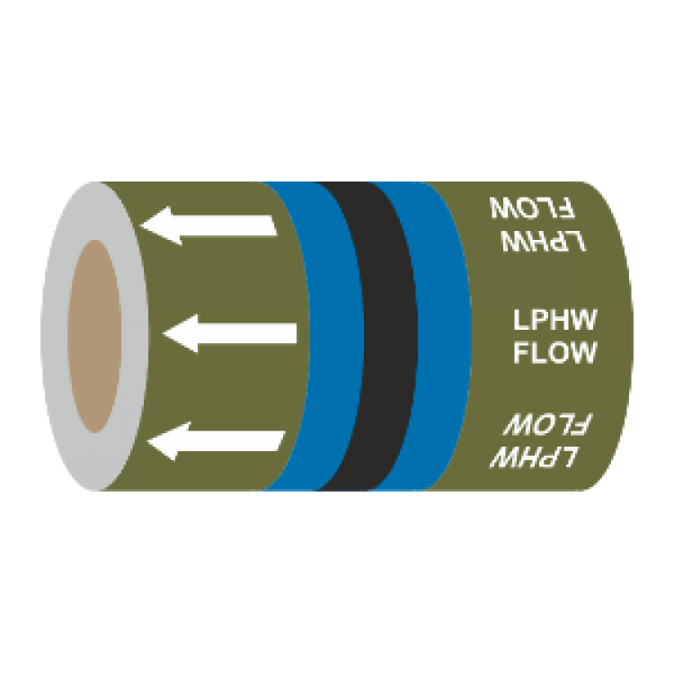 Low Pressure Hot Water Flow (Arrows) - 275mm Banded Pipe Identification ...
