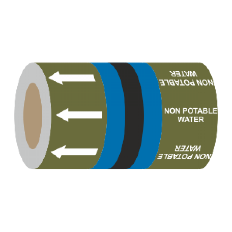 Non Potable Water (Arrows) - 275mm Banded Pipe Identification (ID) Tape ...
