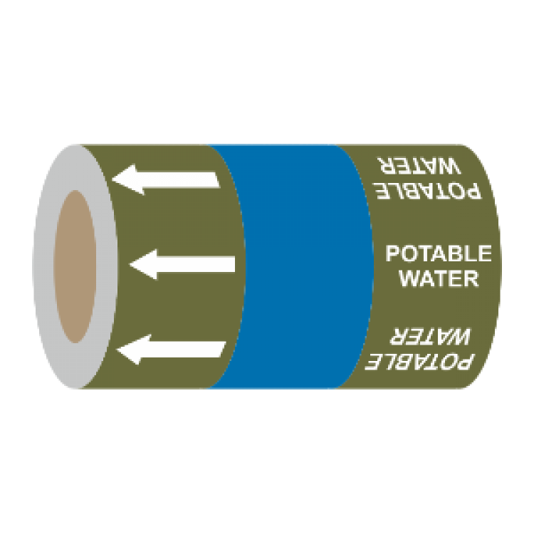 Potable Water (Arrows) - 275mm Banded Pipe Identification (ID) Tape ...