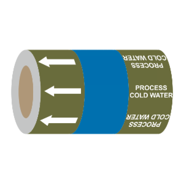Process Cold Water (Arrows) - 275mm Banded Pipe Identification (ID ...