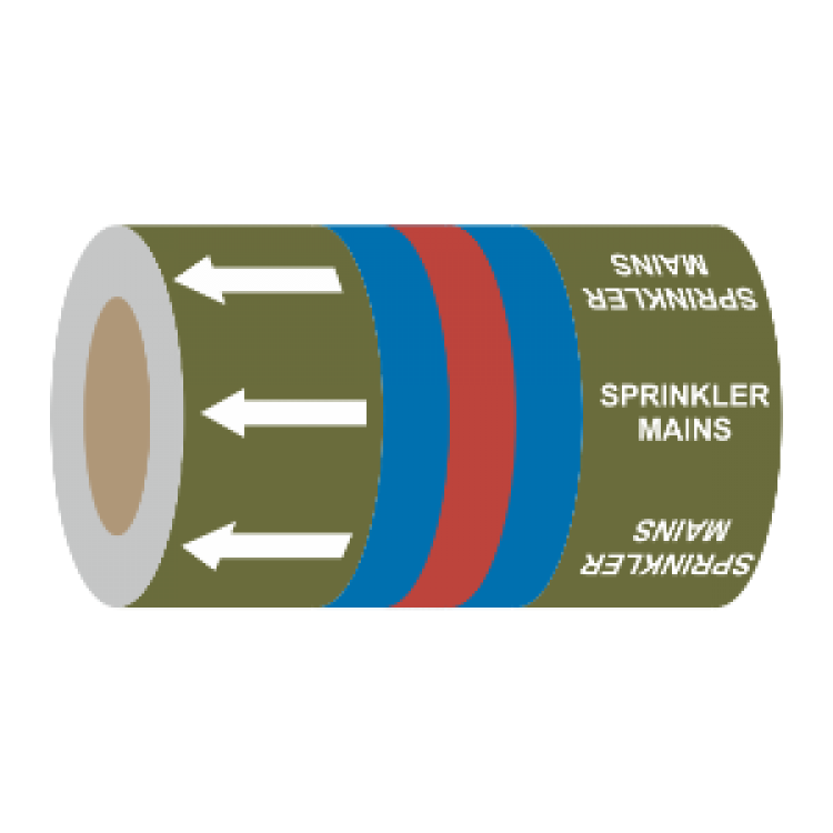 Sprinkler Mains (Arrows) - 275mm Banded Pipe Identification (ID) Tape ...