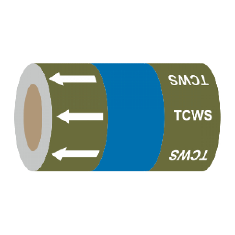 Tank / Towns Cold Water (Arrows) - 275mm Banded Pipe Identification (ID ...