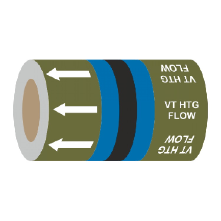 Variable Temp Heating Flow (Arrows) - 275mm Banded Pipe Identification ...