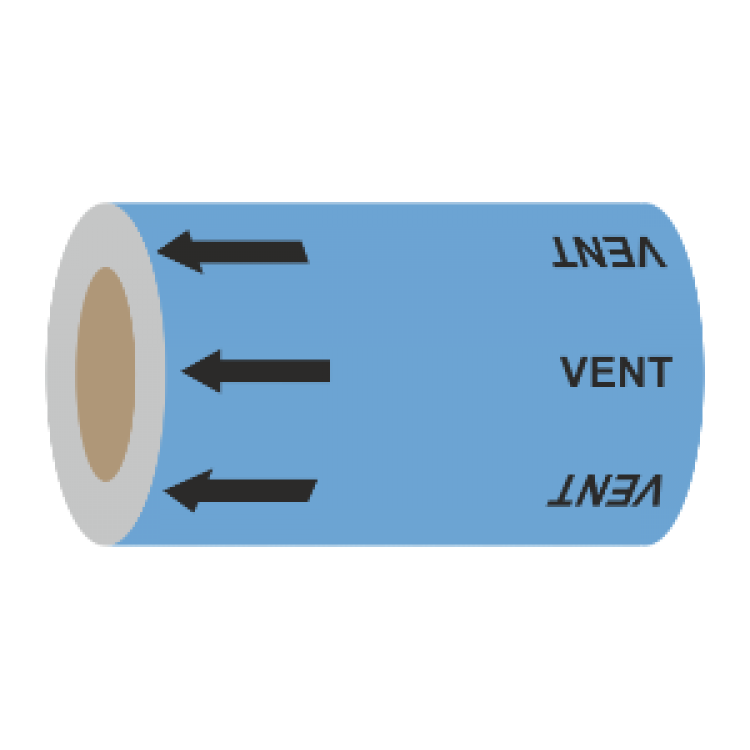 Vent (Arrows) - 275mm Banded Pipe Identification (ID) Tape - Campbell ...