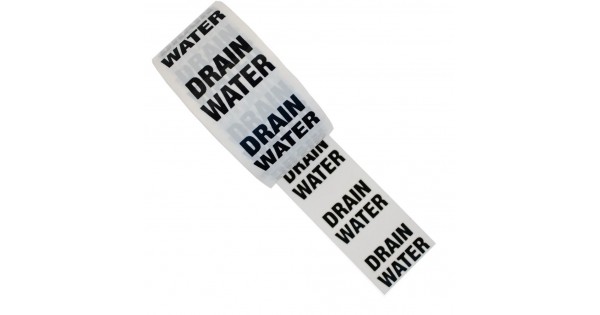 DRAIN WATER - White Printed Pipe Identification (ID) Tape- Campbell ...