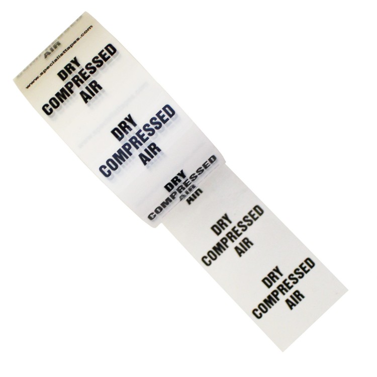 DRY COMPRESSED AIR - White Printed Pipe Identification (ID) Tape ...