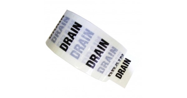 DRAIN - White Printed Pipe Identification (ID) Tape- Campbell ...