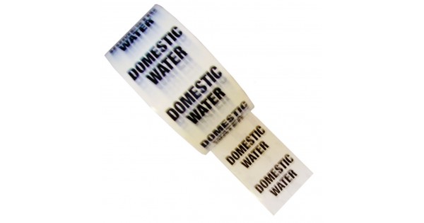 DOMESTIC WATER - White Printed Pipe Identification (ID) Tape- Campbell ...