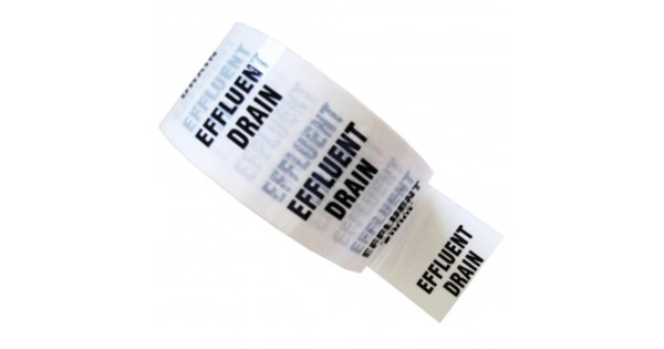 EFFLUENT DRAIN - White Printed Pipe Identification (ID) Tape- Campbell ...