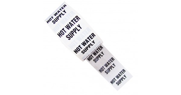 HOT WATER SUPPLY - White Printed Pipe Identification (ID) Tape ...