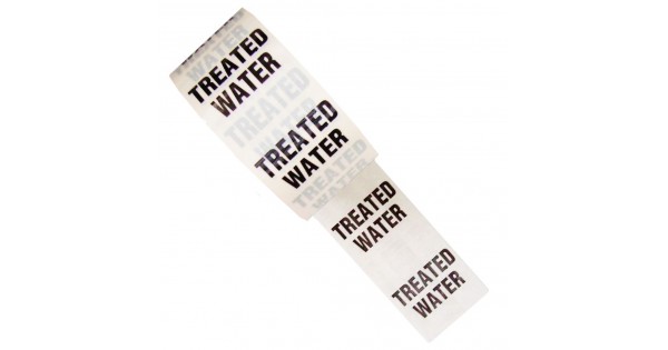 TREATED WATER - White Printed Pipe Identification (ID) Tape- Campbell ...