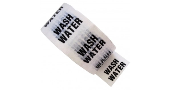 WASH WATER - White Printed Pipe Identification (ID) Tape- Campbell ...